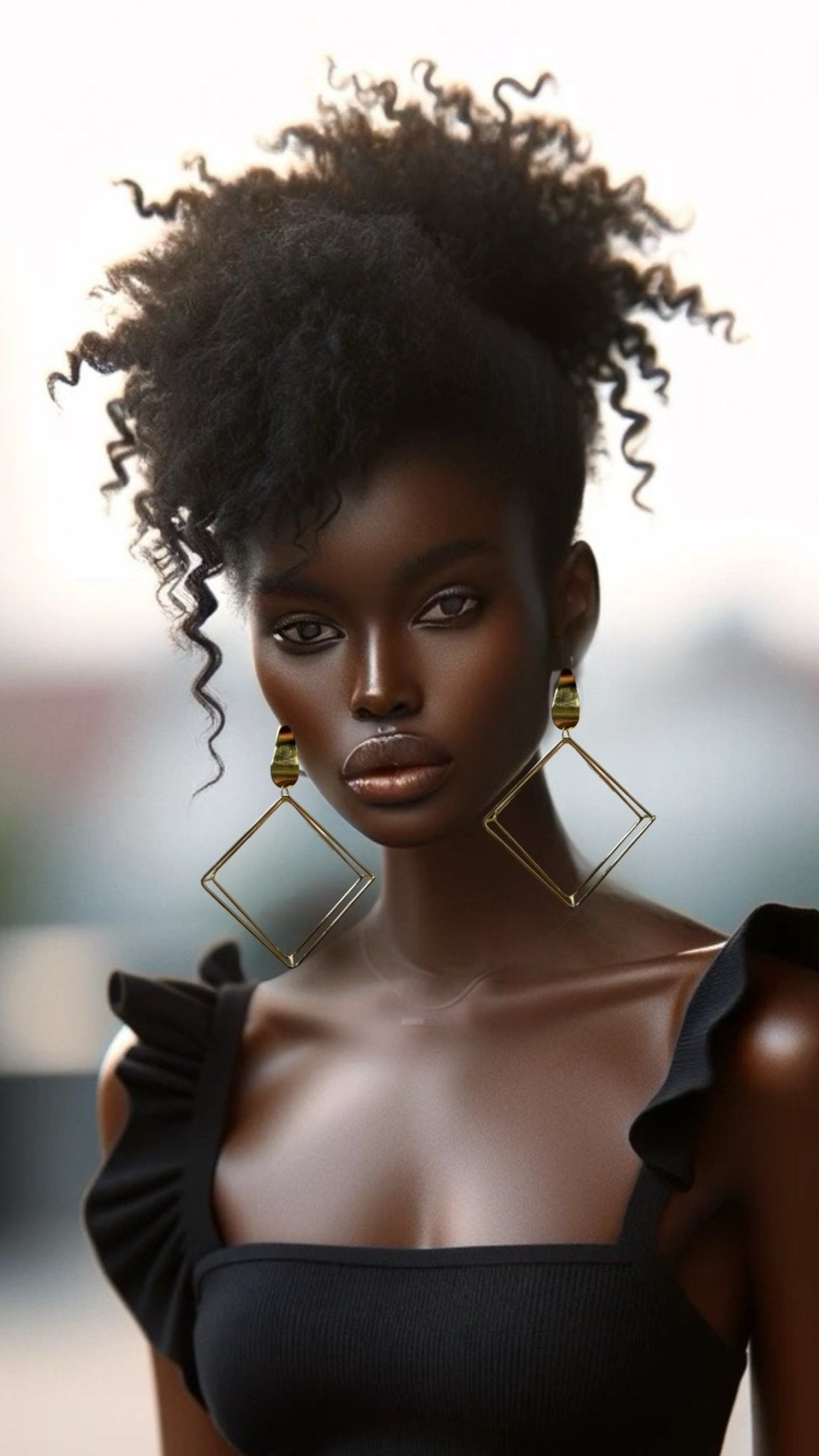 Ayika-3D Geometric Hoop Earring – Trufacebygrace