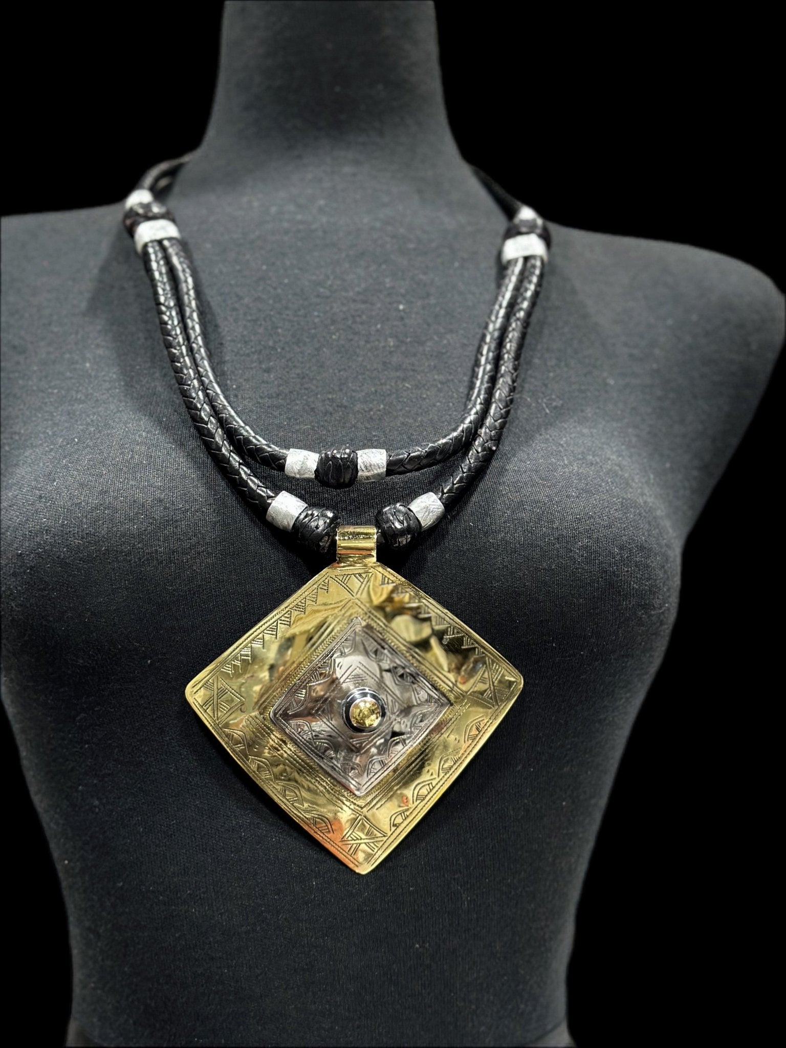 Mali Artisan Brass Pendant leather Necklace – Trufacebygrace