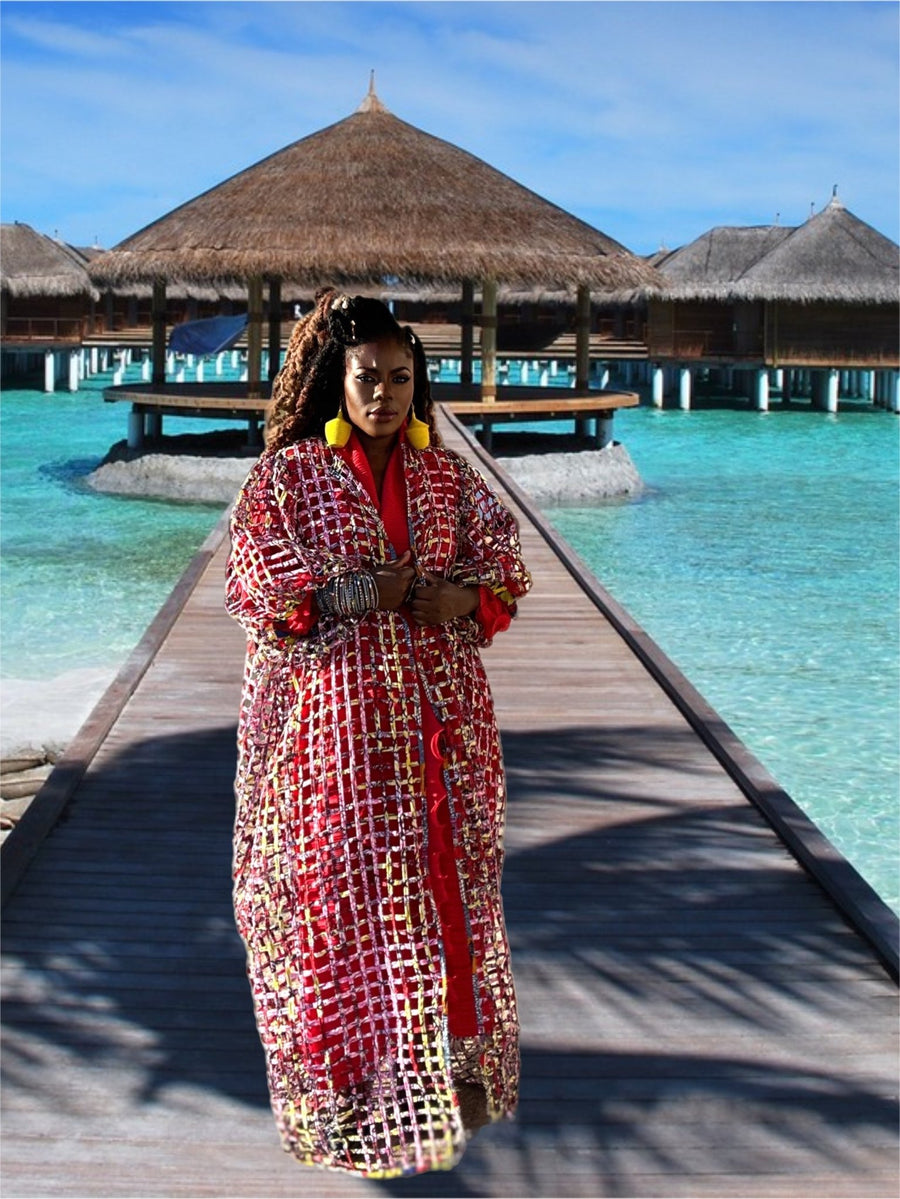 Oversized Puff Sleeves Ankara laced Kimono/ Duster – Trufacebygrace
